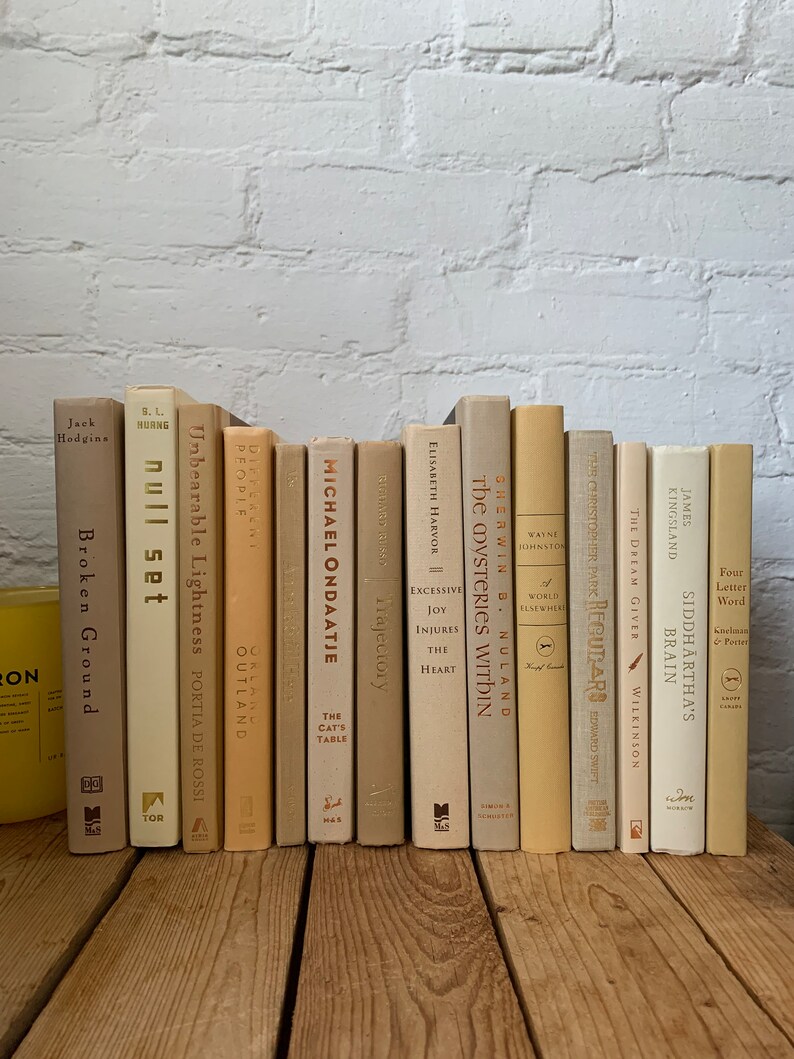 Custom Neutral Book Stack, Decorative Books for Shelf Staging, Books by ...