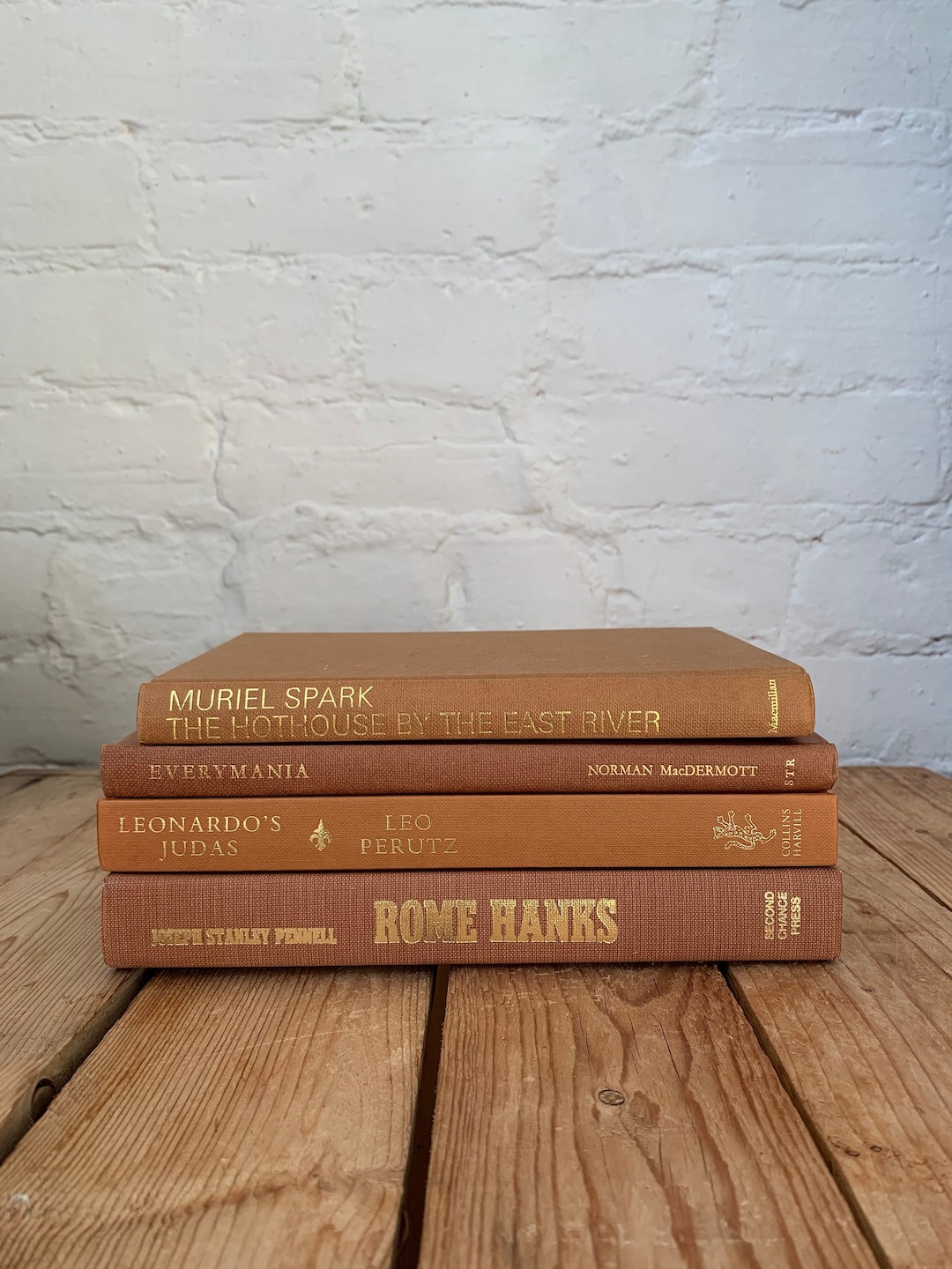 Light Brown Book Stack, Terracotta Book Decor, Books by Color, Tan Home ...