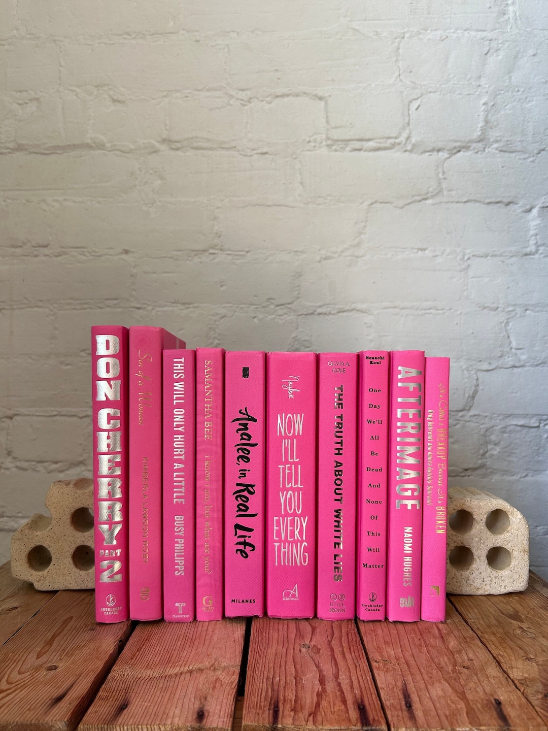 Hot Pink Book Stack, Preppy Pink Staging Books, Real Hardcover Books by ...