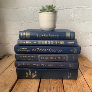 Navy Blue Decorative Book Stack, Blue Book Decor, Blue Home Decor, Blue ...