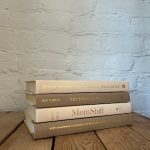 Cream and Tan Book Stack, Prop Books, Staging Books, Real Hardcover ...