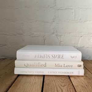 White Stacked Books, White Home Decor, White Prop Books, White Coffee ...
