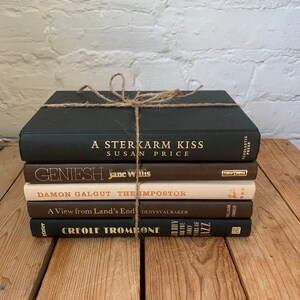 Black Brown and Beige Decor Books, Stacked Books, Office Shelf Decor ...