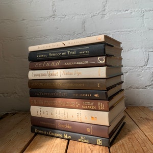 Black Brown and Beige Decor Books, Stacked Books, Office Shelf Decor ...