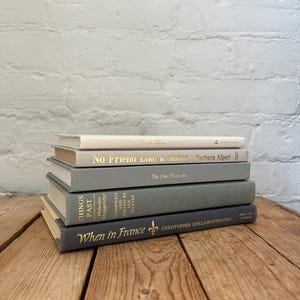 Grey Blue White Book Stack, White and Light Gray Book Decor, Decorative ...