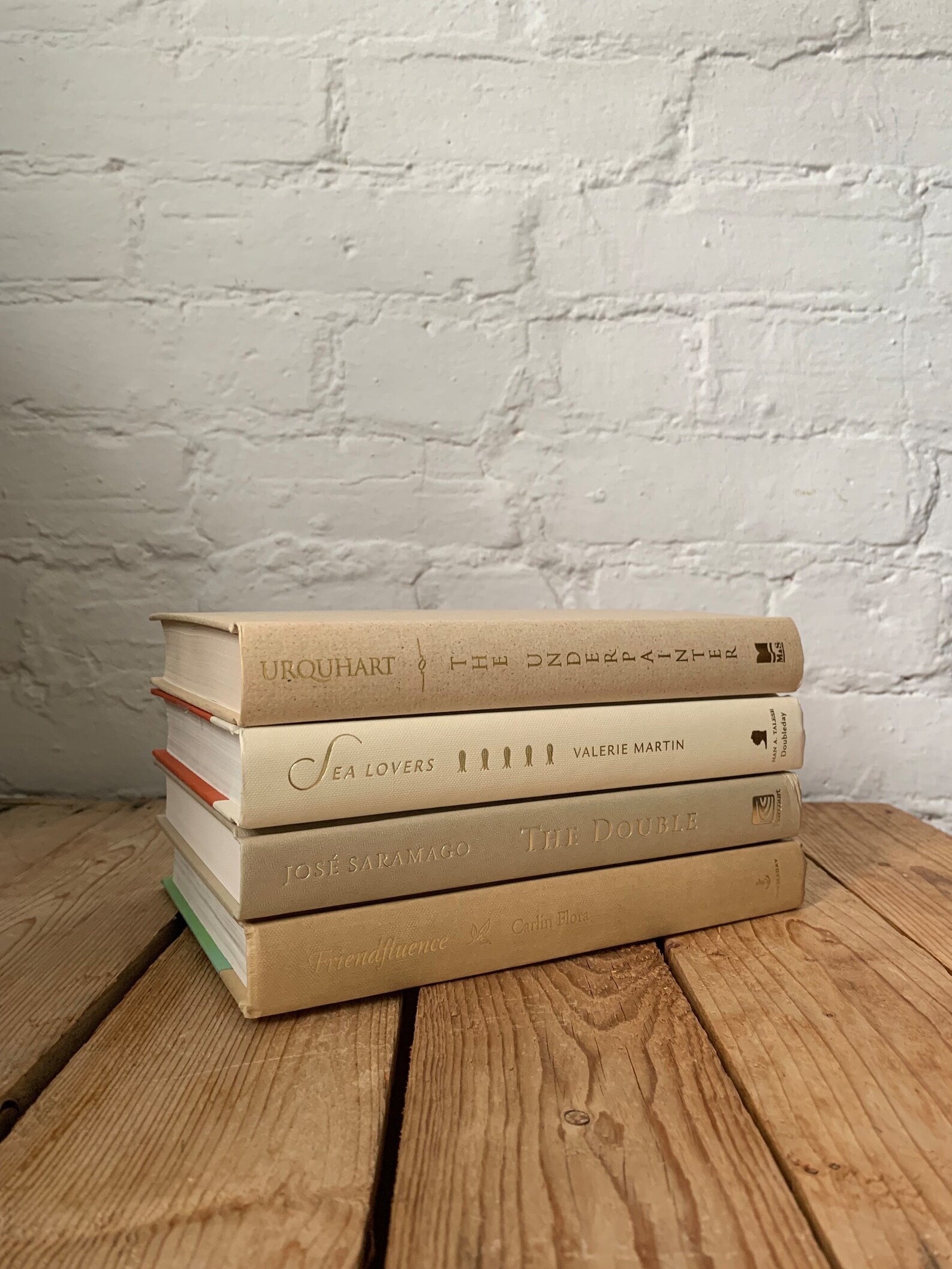 Cream and Taupe Book Stack, Ivory Book Decor, Cream and Ivory ...