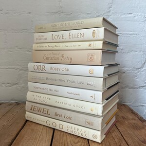 Soft Neutral Books for Decorating, Luxury Staging Book Stack, Light ...