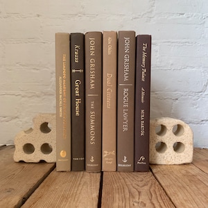 Brown Book Stack, Bundle of Aesthetic Brown Books for Bookshelf Styling ...
