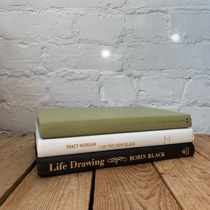 White Black and Green Book Stack, Coffee Table Books, Bookshelf Decor ...