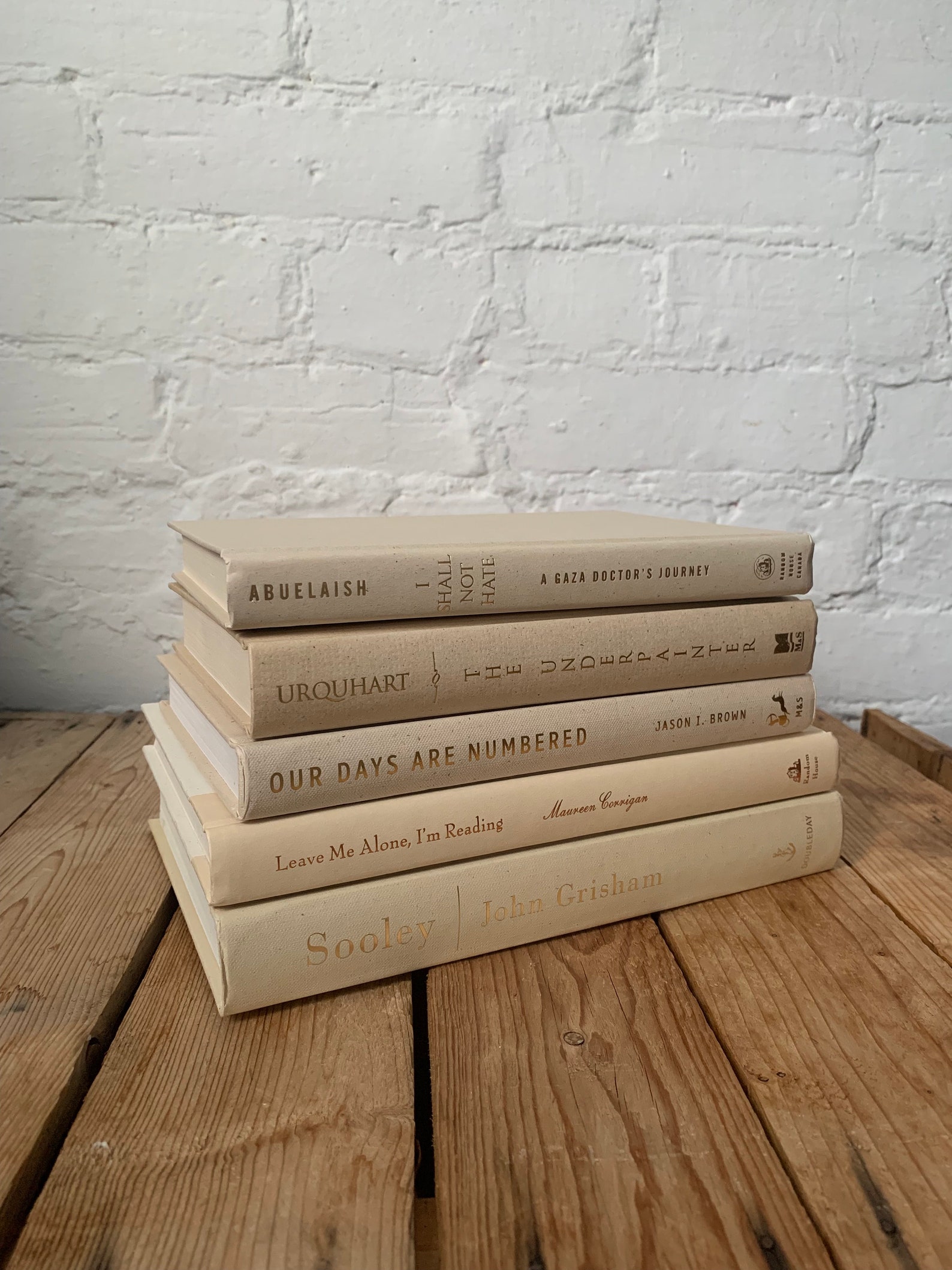 Neutral Staging Books, Beige Book Stack for Bookshelf Styling ...