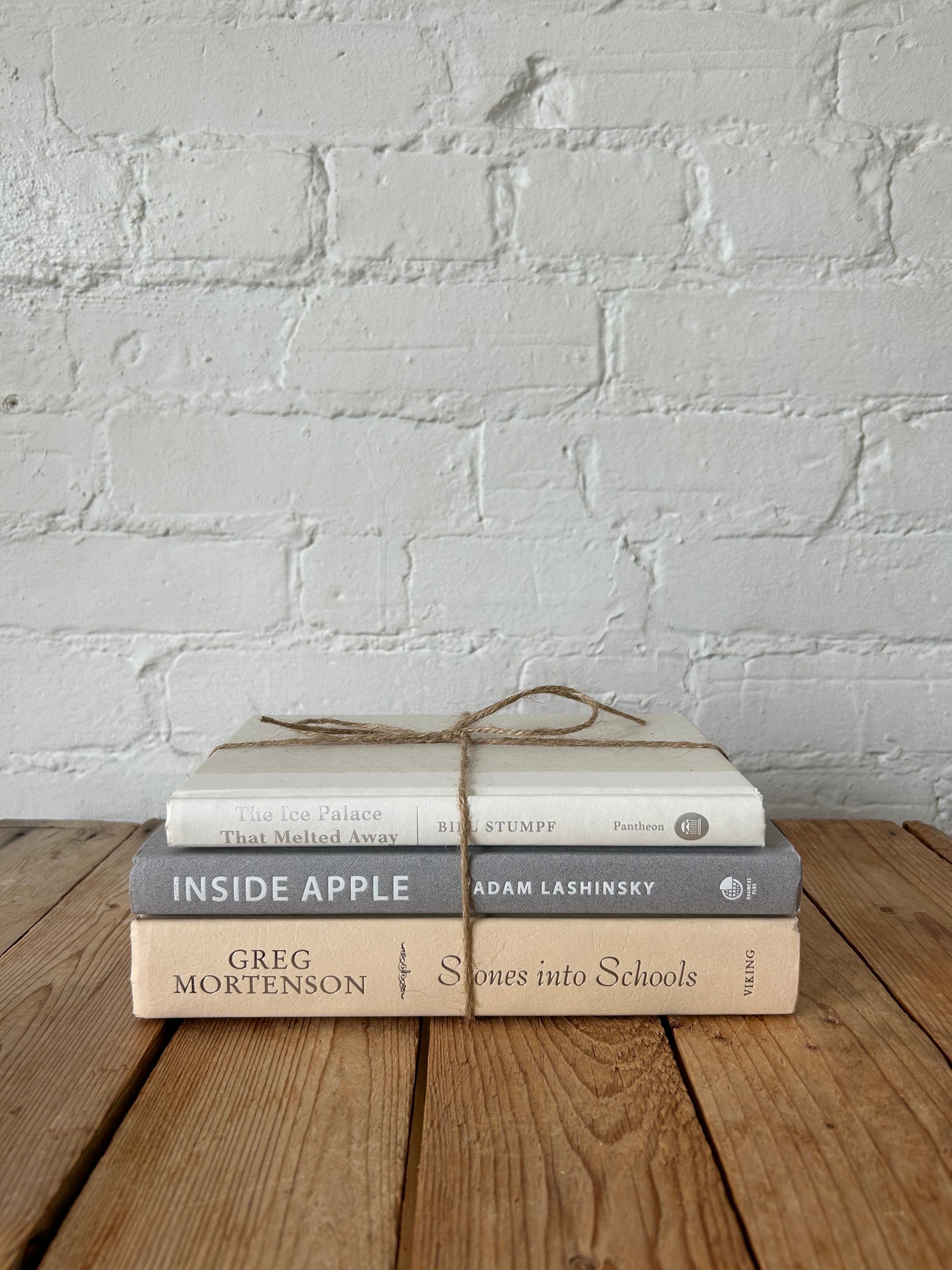 Neutral Decorative Book Bundles in White Gray and Cream, Curated Book ...