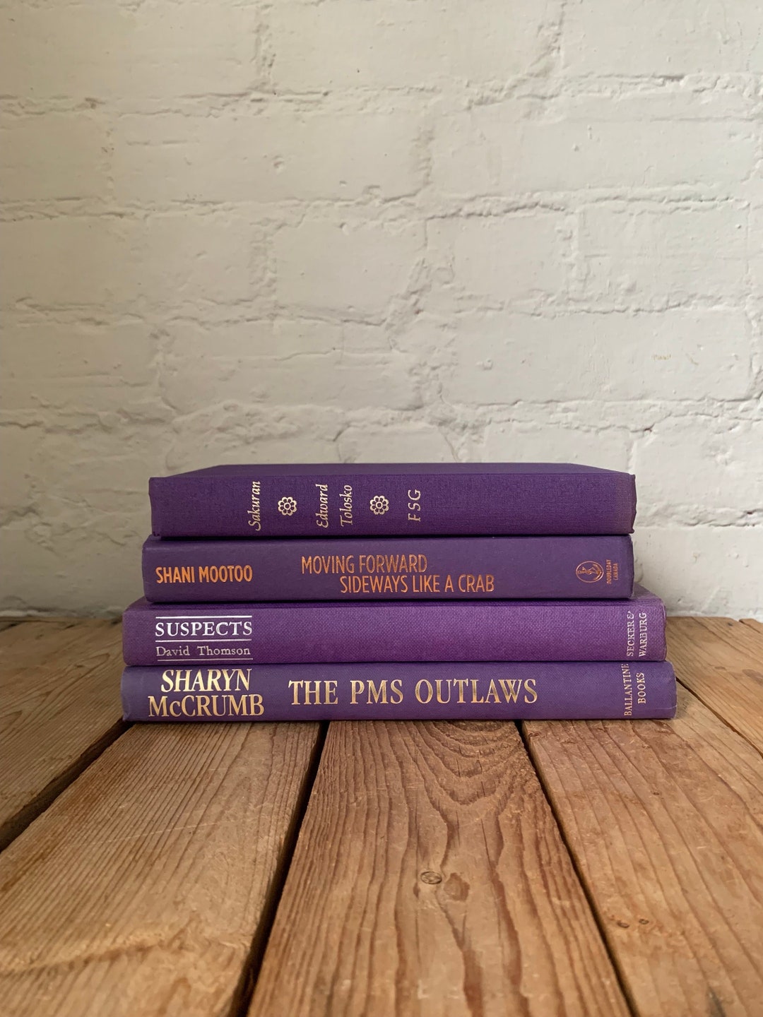 Purple Staging Books, Purple Bookshelf Decor, Purple Stack of Books ...