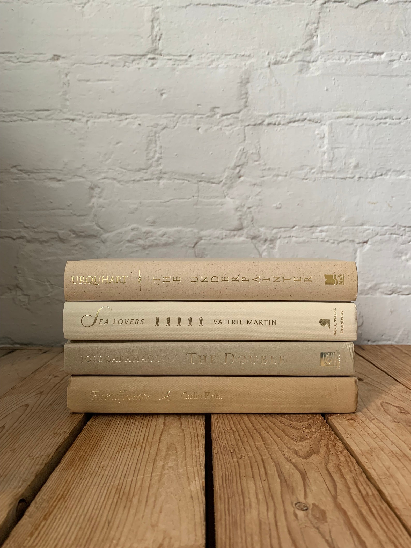 Cream and Taupe Book Stack, Ivory Book Decor, Cream and Ivory ...