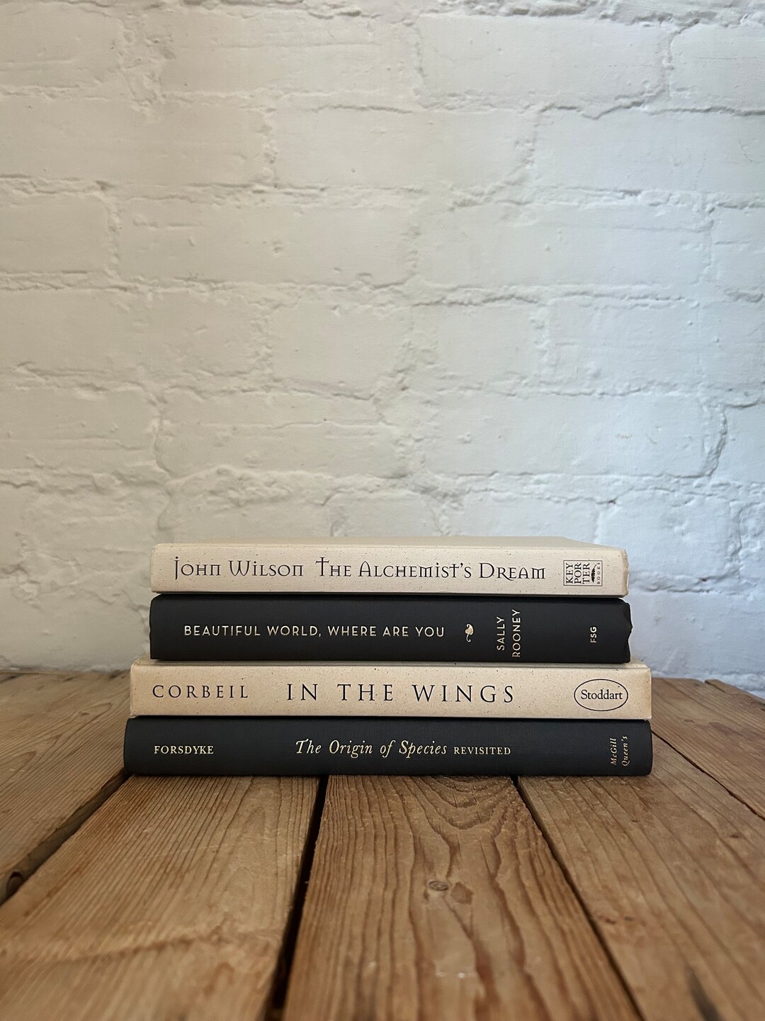 Tan and Black Book Stack, Staging Books, Bookshelf Styling, Custom Book ...