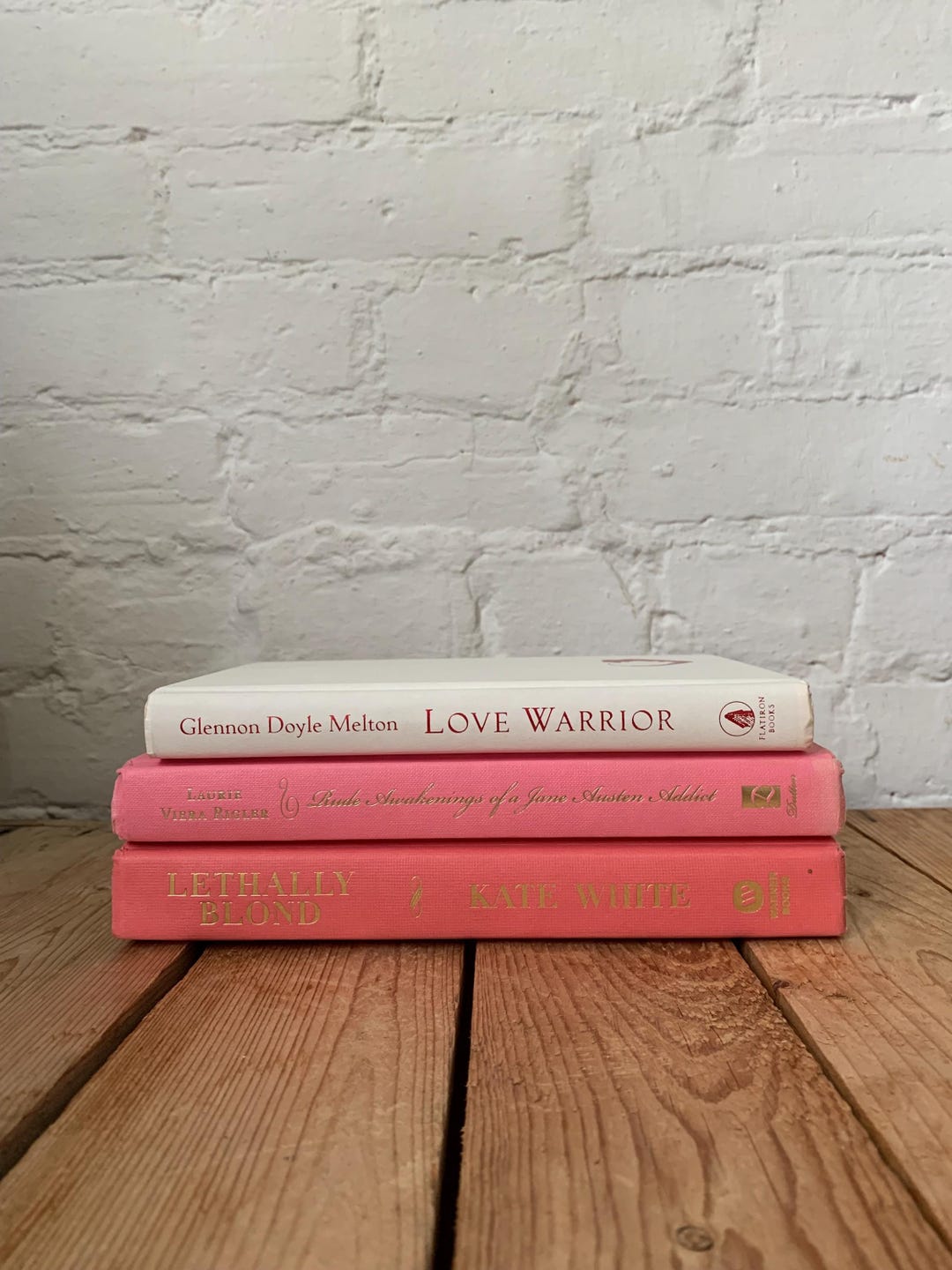Stack of Pink Books, Pink Home Accent Books for Shelf Staging, Girls ...