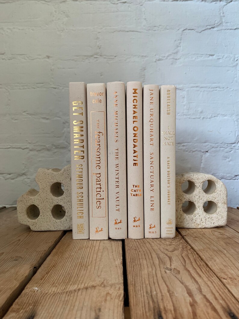 Neutral Staging Books, Beige Book Stack for Bookshelf Styling ...