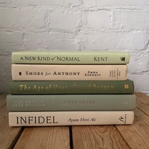 Earthy Book Stack, Beige and Green Staging Books, Decorative Book Stack ...