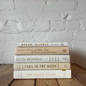 Soft Neutral Books for Decorating, Luxury Staging Book Stack, Light ...