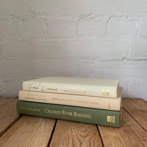 Ivory Cream and Green Book Stack, Curated Styling Book Set for ...