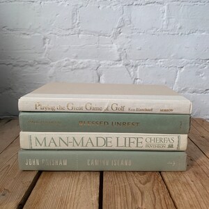 Sage and Ivory Book Stack, Green Book Decor, Decorative Stacked Books ...