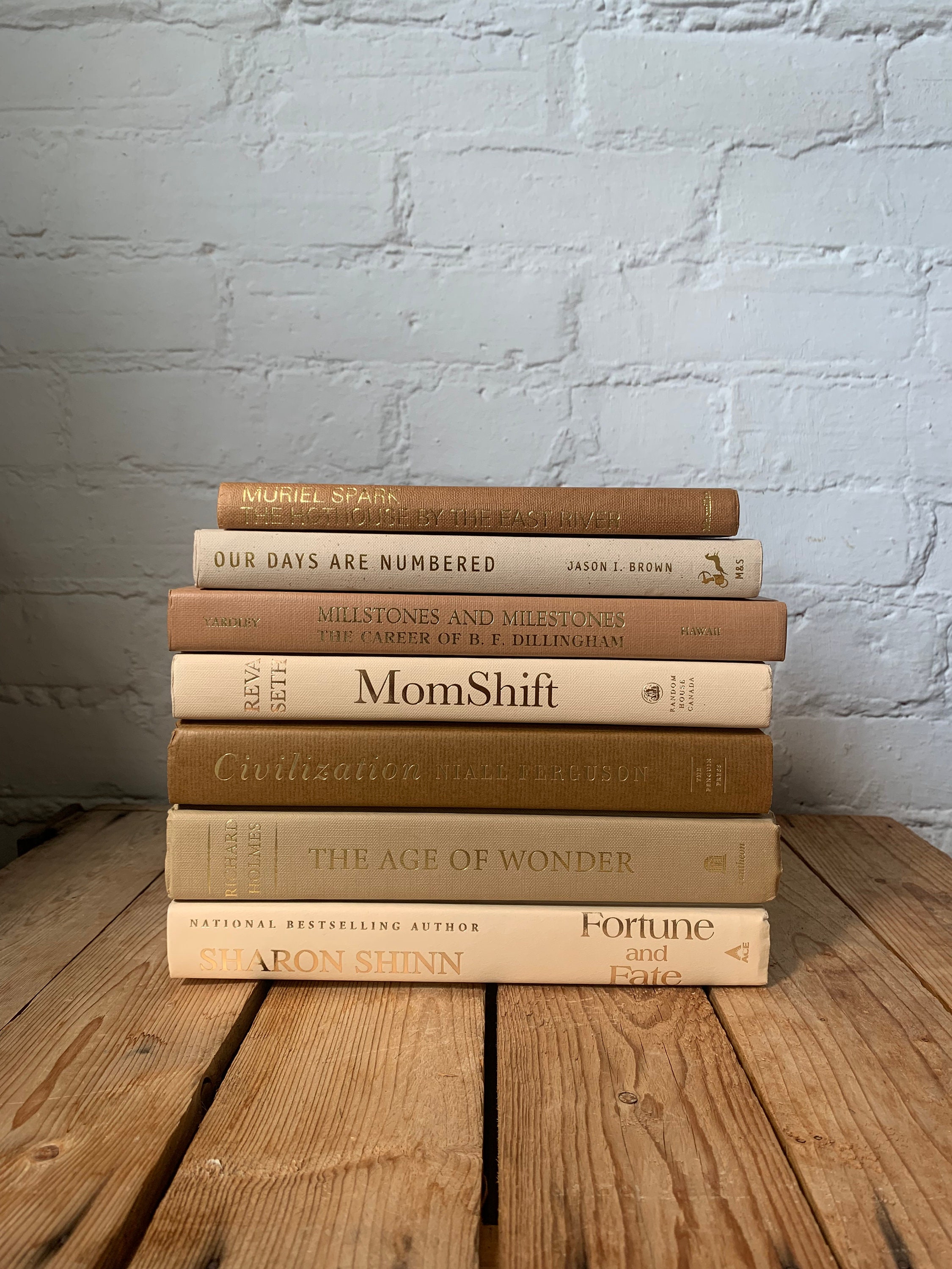 Custom Neutral Book Stack, Decorative Beige Books, Neutral Staging ...