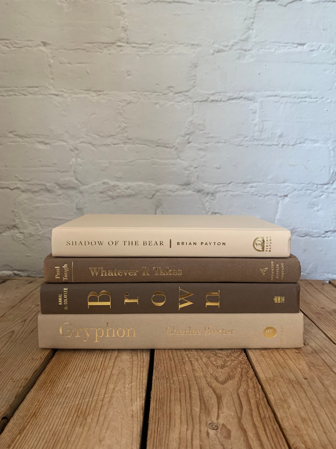 Earthy Book Stack, Brown Tone Book Decor, Decorative Book Stack ...