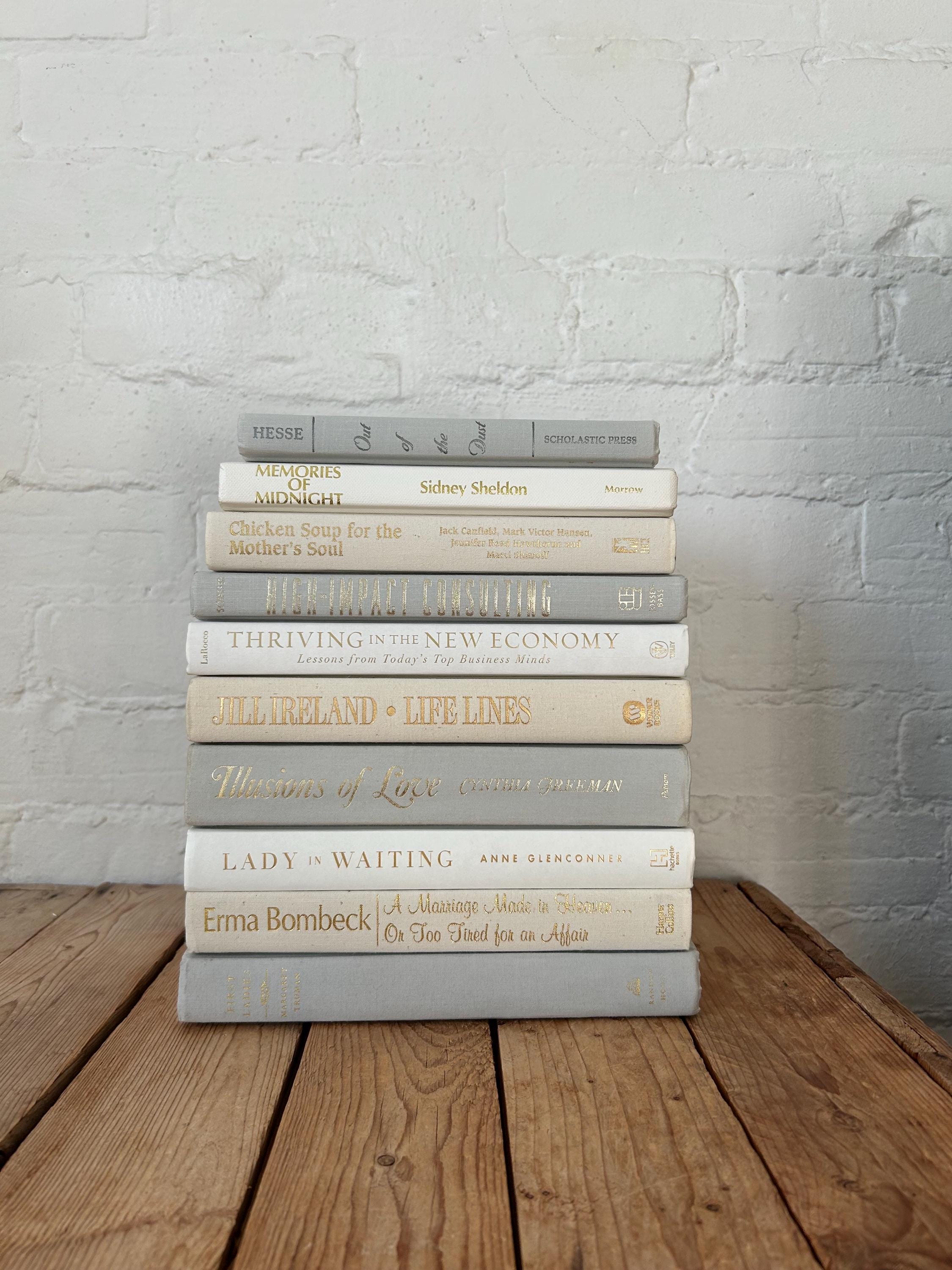 Soft Neutral Decor Books, Neutral Staging Books in Soft Blueish Gray ...