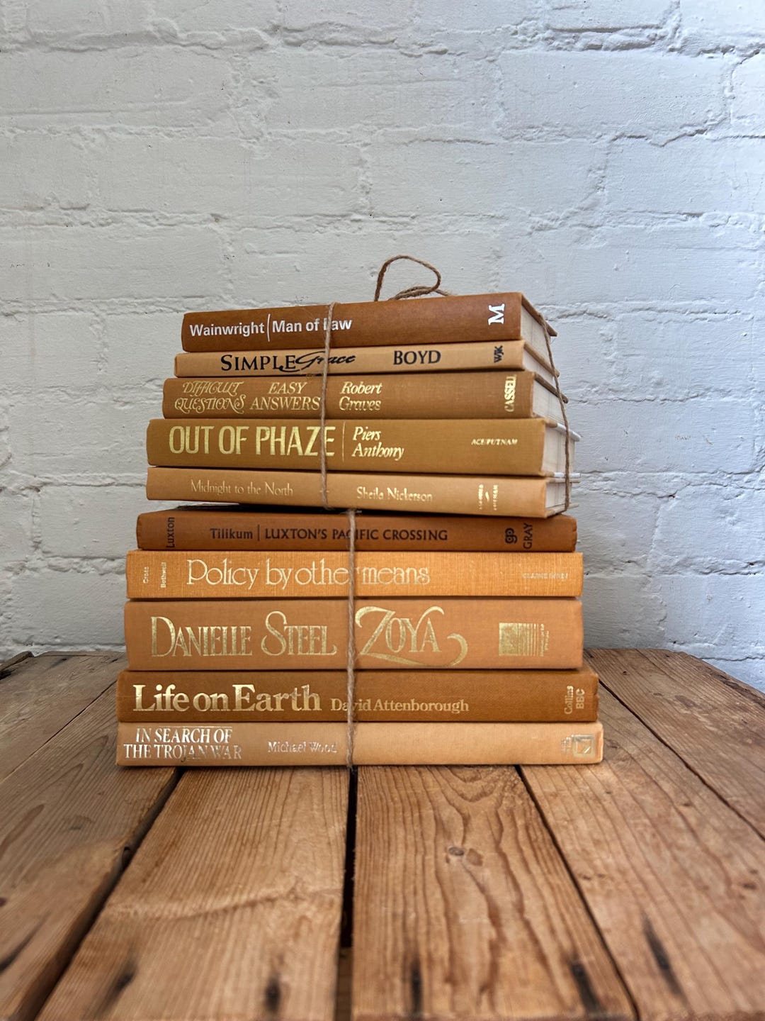 Caramel Staging Book Stack, Light Brown Tan Books for Interior Design ...