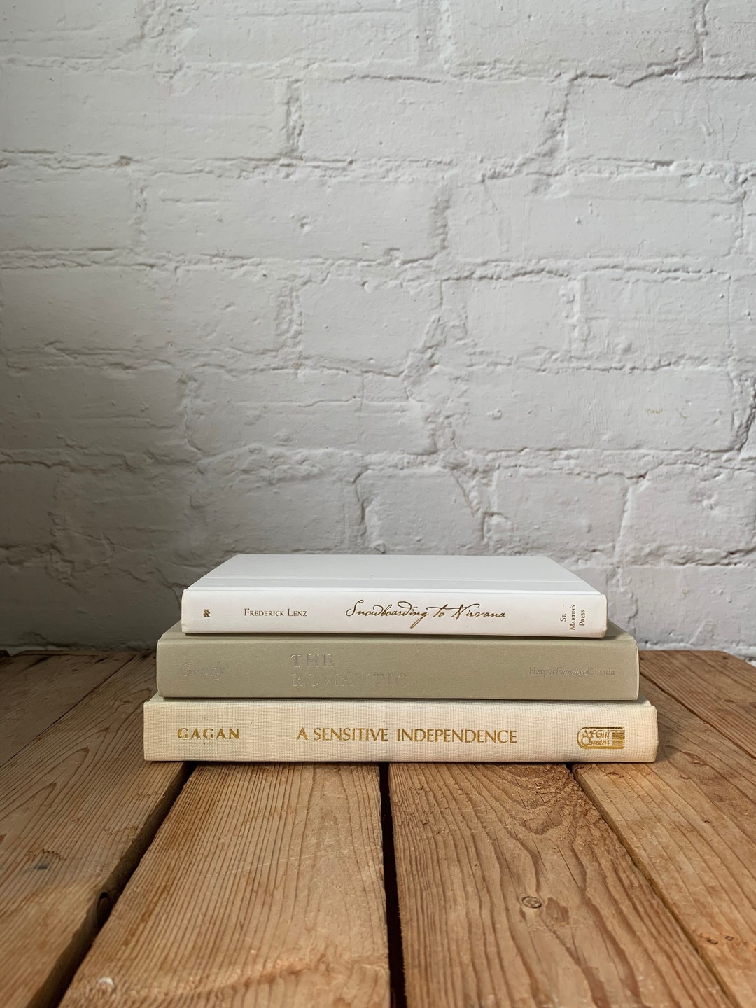 Taupe Book Stack, White, Gray, Beige, Ivory Book Decor, Grey Decorative ...