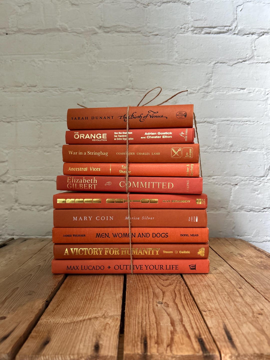Orange Staging Book Stack, Burnt Orange Books for Bookshelf Styling ...