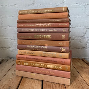 Brick Book Decor, Rustic Bookshelf Decor, Light Brown Stacked Books ...