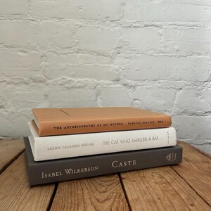 Brown White Gray Book Stack for Interior Design, Office Bookshelf Decor ...