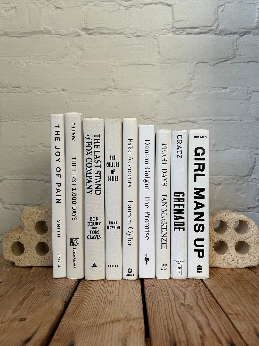 White and Black Staging Books, White Home Decor, Custom Book Stack ...