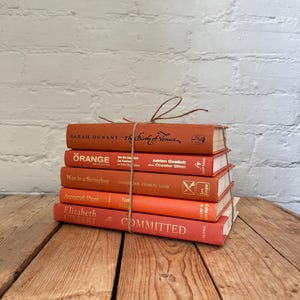 Orange Book Stack, Orange Book Decor, Decorative Display Books, Books ...