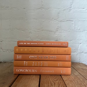 Bundle of Peach Toned Books, Light Orange Book Stack, Decorative Books ...
