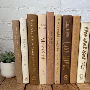 Neutral Toned Book Decor, Tan and Cream Books, Shelf Decor, Decorative ...