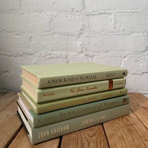 Lime Green Book Stack, Decorative Books, Mint Green Home Decor, Light ...