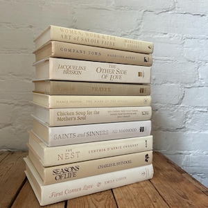 Soft Neutral Books for Decorating, Luxury Staging Book Stack, Light ...