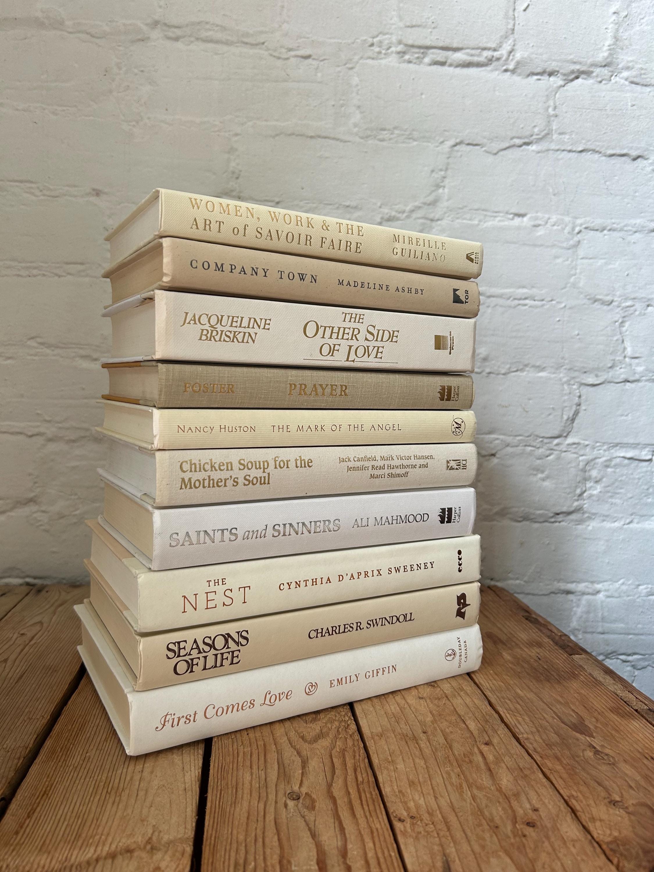 Soft Neutral Books for Decorating, Luxury Staging Book Stack, Light ...