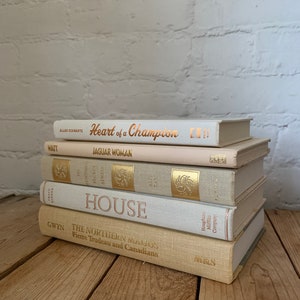 Gold Tone Set of Decorative Books, Neutral Book Decor, Luxury Staging ...