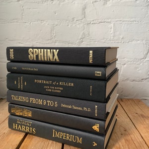 Black Book Stack, Black Stacked Books, Black Book Decor, Black Coffee ...