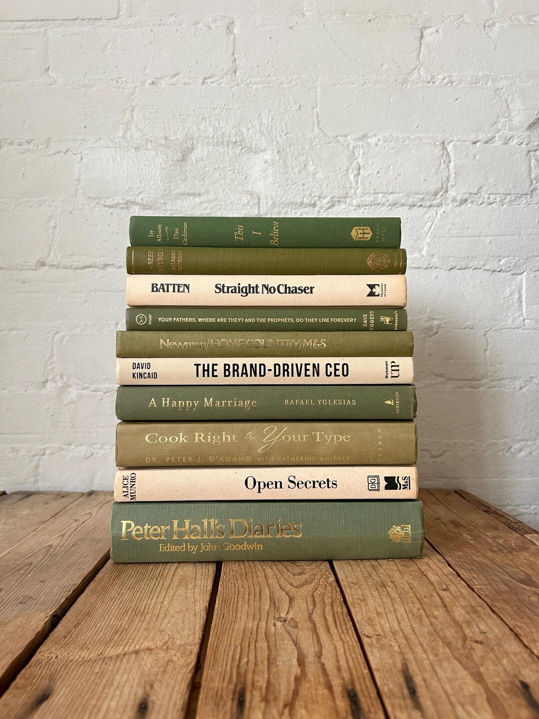 Green and Beige Staging Books, Aesthetic Book Stack, Decorative Stack ...