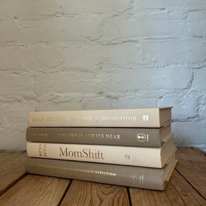 Cream and Tan Book Stack, Prop Books, Staging Books, Real Hardcover ...