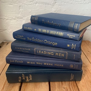 Navy Blue Decorative Book Stack, Blue Book Decor, Blue Home Decor, Blue ...