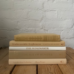 Cream Book Stack, Neutral Vintage Book Set, Decorative Book Stack ...