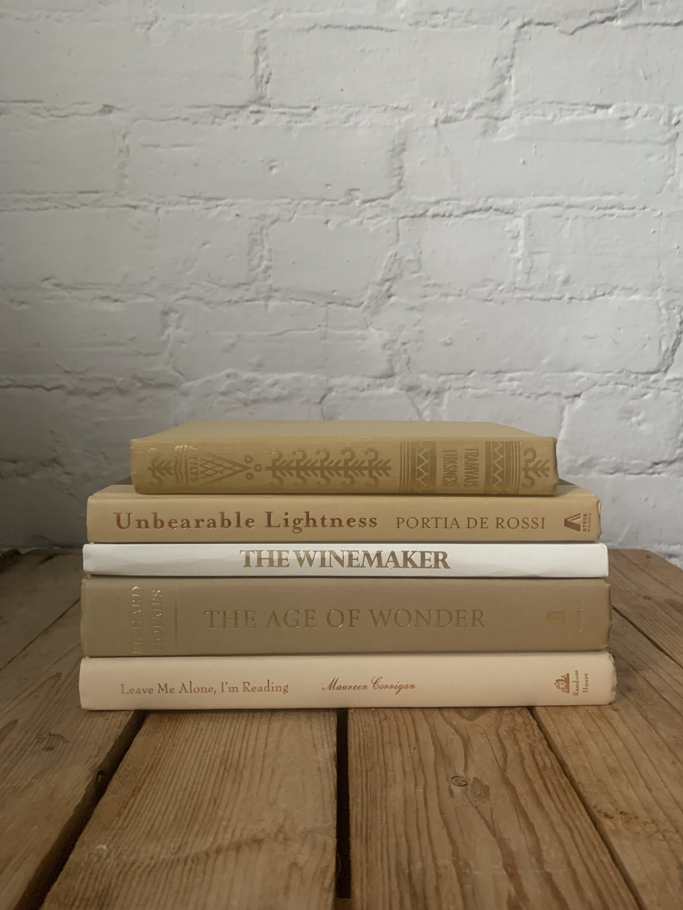 Cream Book Stack, Neutral Vintage Book Set, Decorative Book Stack ...