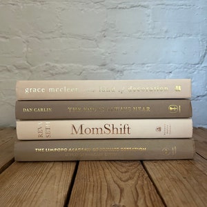 Cream and Tan Book Stack, Prop Books, Staging Books, Real Hardcover ...