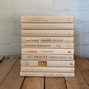 Beige Decorating Books, Books for Interior Design, Bookshelf Decor ...
