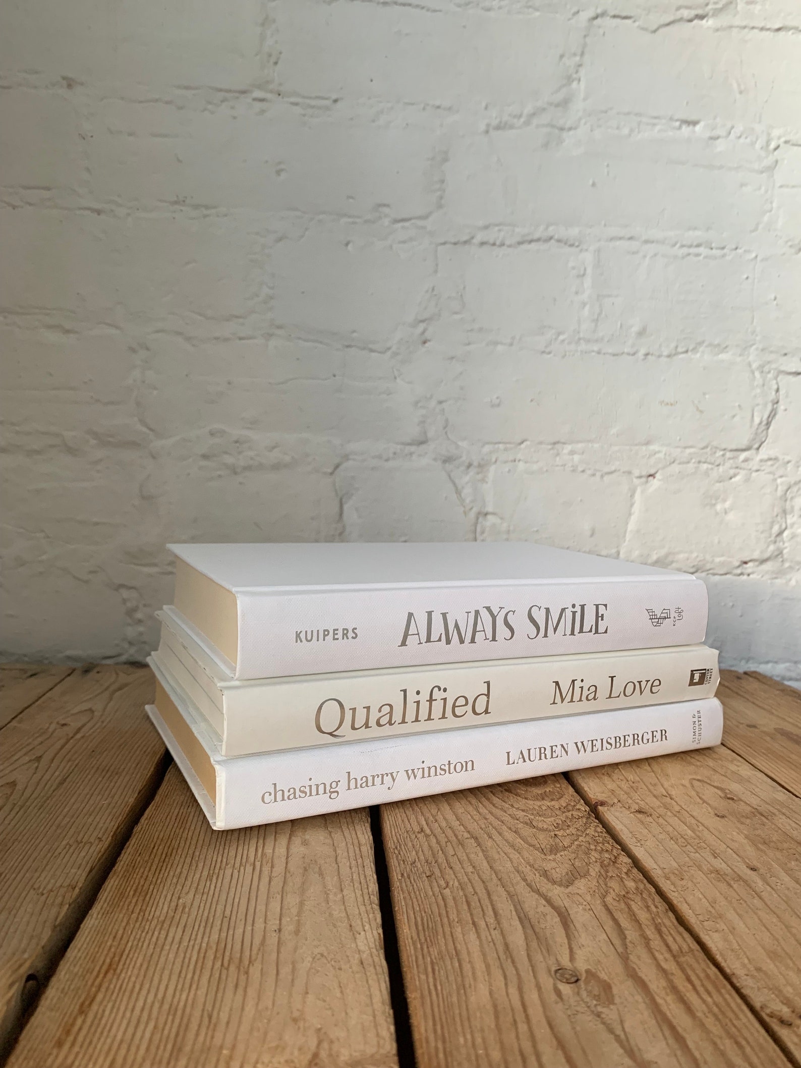White Stacked Books, White Home Decor, White Prop Books, White Coffee ...
