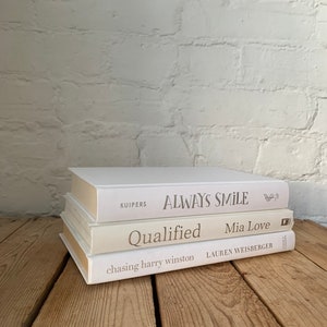 White Stacked Books, White Home Decor, White Prop Books, White Coffee ...